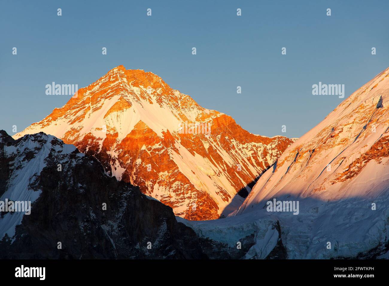 Evening sunset view of Mount Changtse, Tibetan mount near mt. Everest ...