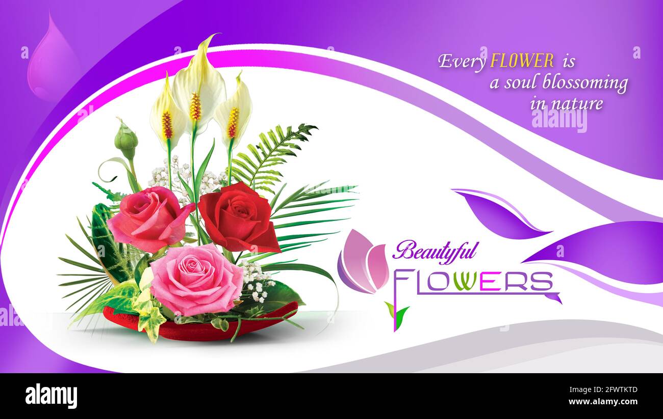 Flower with Vase Arrangement, Table Calendar Layout Design Stock Photo ...