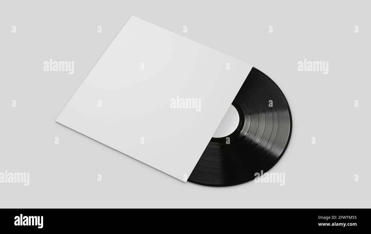 White Vinyl Record Mockup, Blank record album with disk 3d rendering ...
