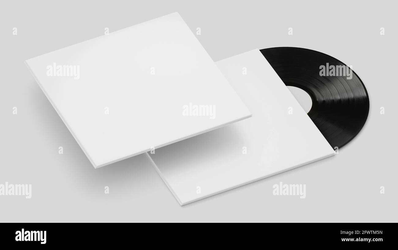 White Vinyl Record Mockup, Blank record album with disk 3d rendering ...