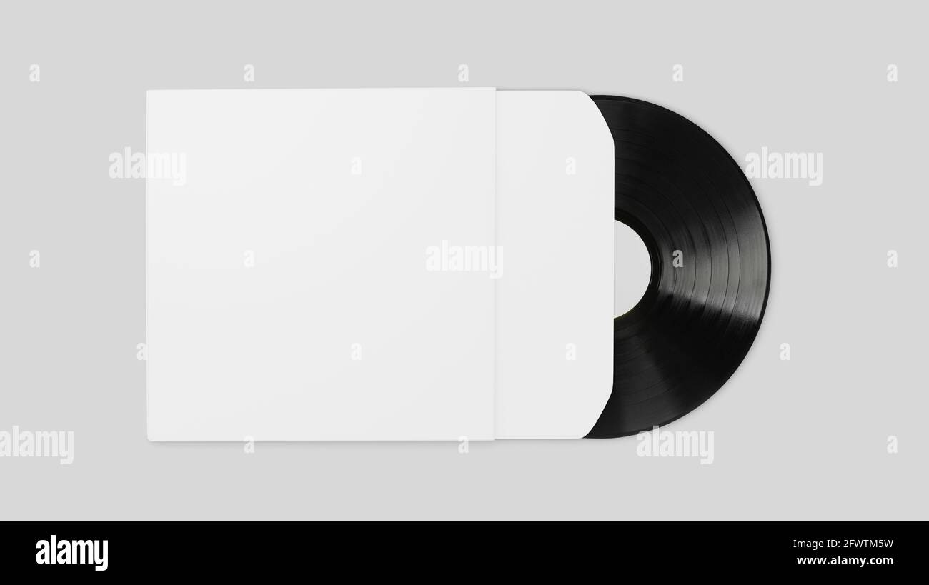White Vinyl Record Mockup, Blank record album with disk 3d rendering ...