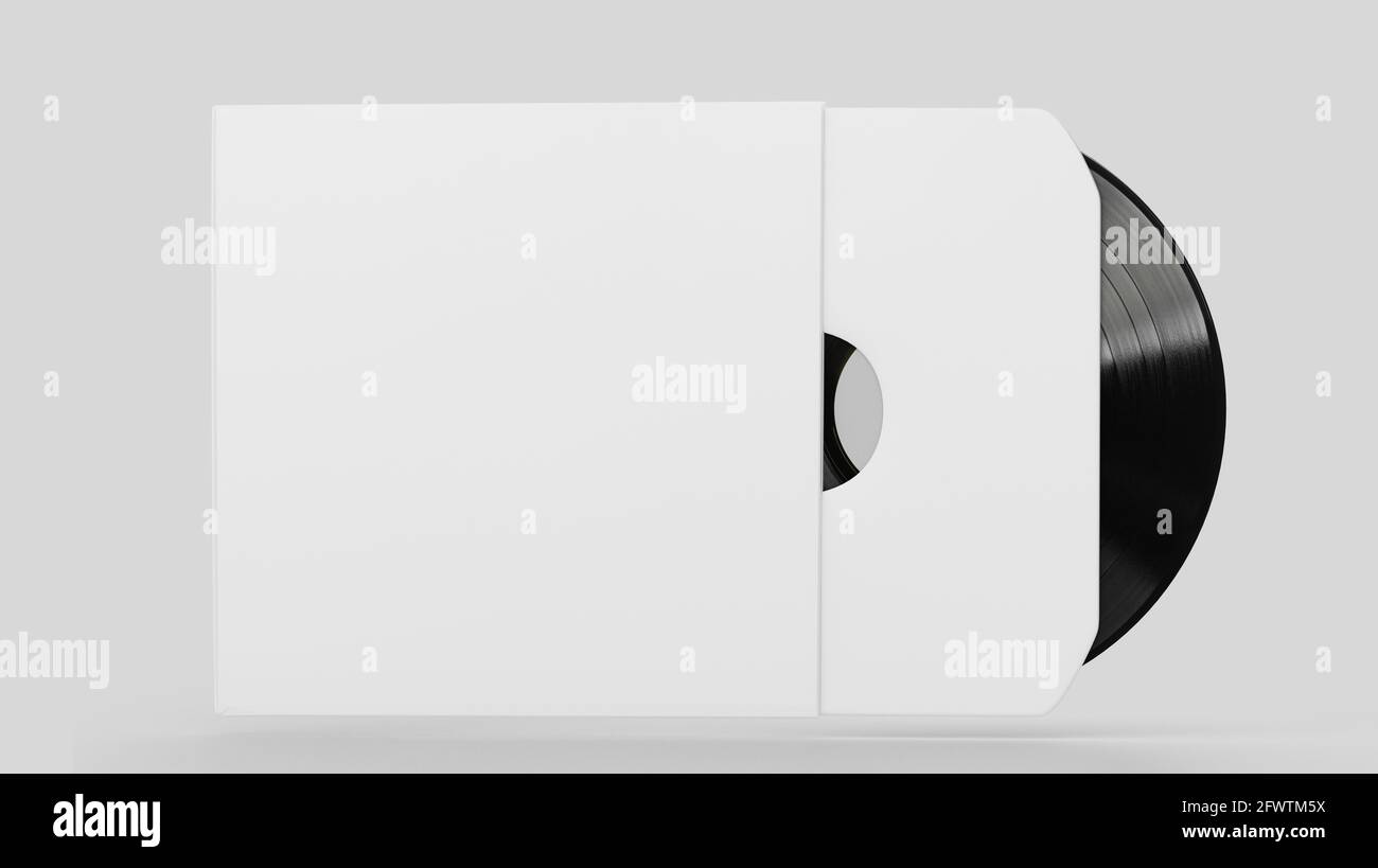 White Vinyl Record Mockup, Blank record album with disk 3d rendering ...