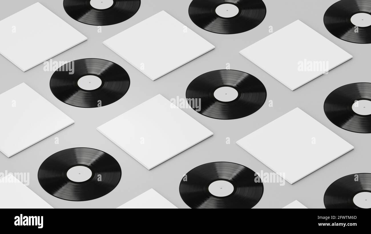 White Vinyl Record Mockup, Blank record album with disk 3d rendering ...