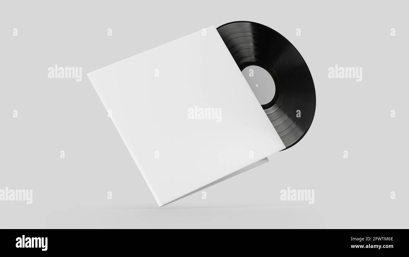 White Vinyl Record Mockup, Blank record album with disk 3d rendering ...
