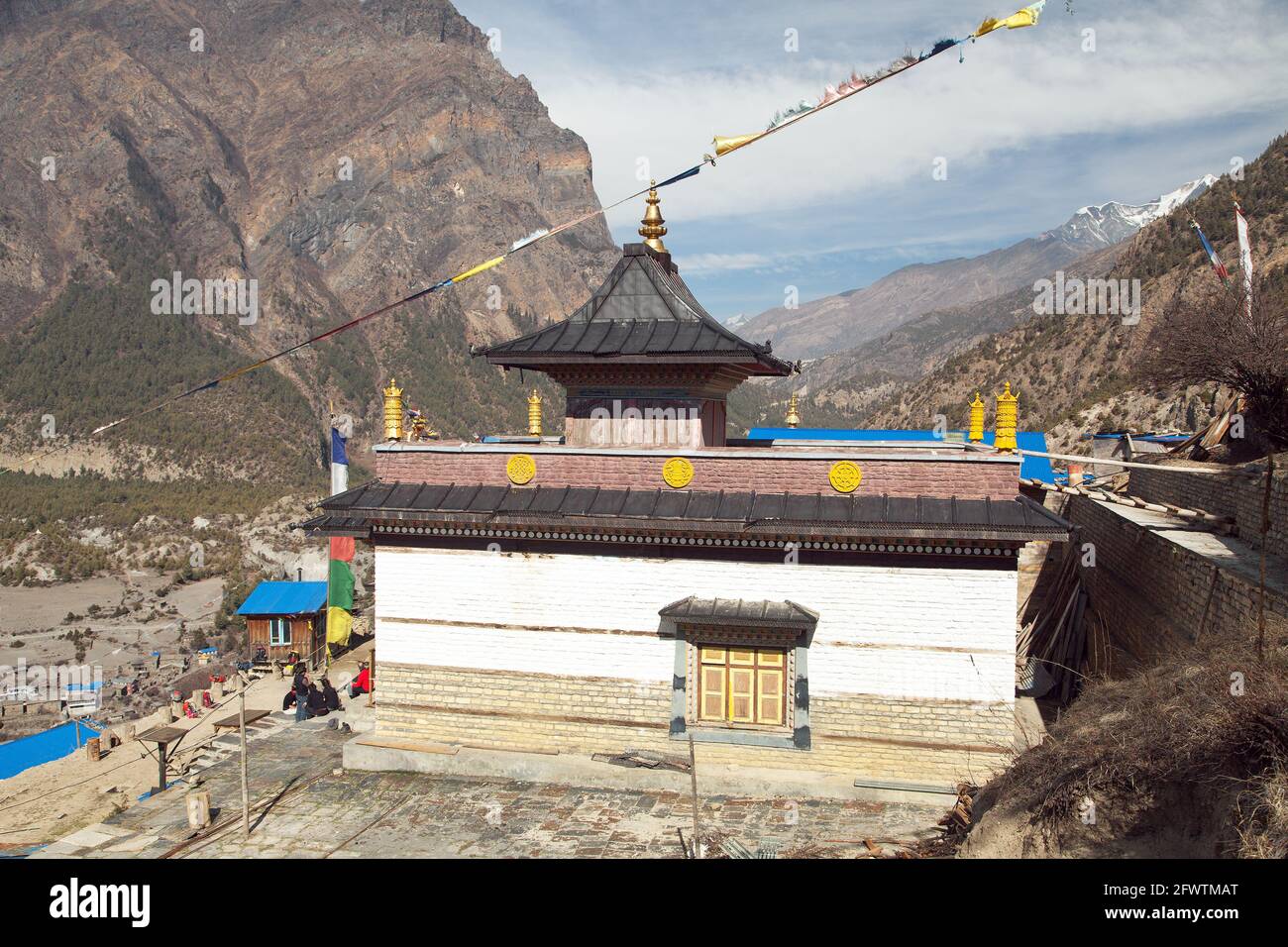 View of upper pisang gompa - annapurna himal - round Annapurna circuit ...