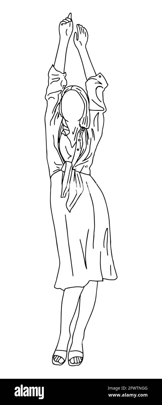 Girl in a linear style. Vector illustration Stock Vector Image & Art ...