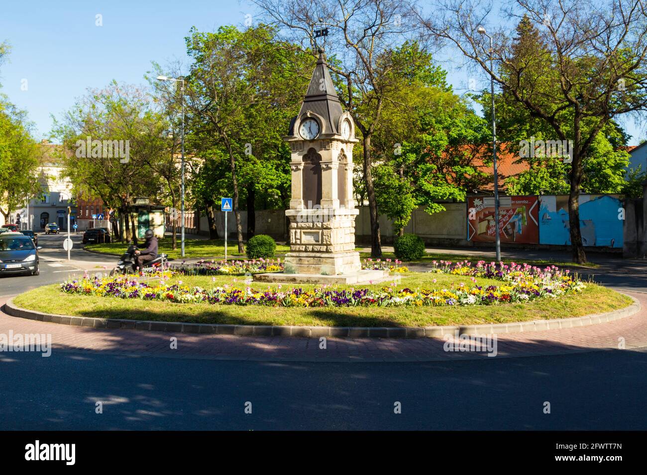 Small clock tower erected in 1915, in the middle of a roundabout in ...
