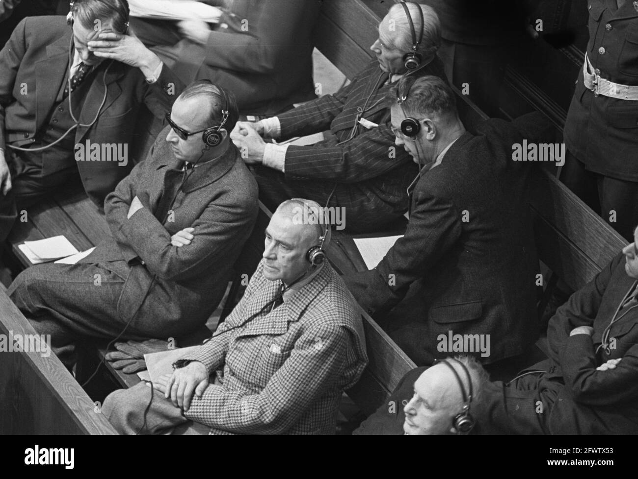 Nuremberg Trial. The defendant's bench, December 4, 1945, war criminals ...
