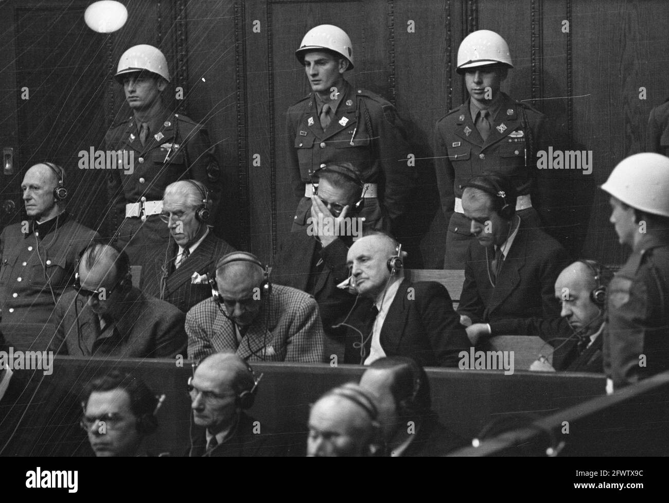 Nuremberg Trial. The defendant's bench, December 4, 1945, war criminals ...