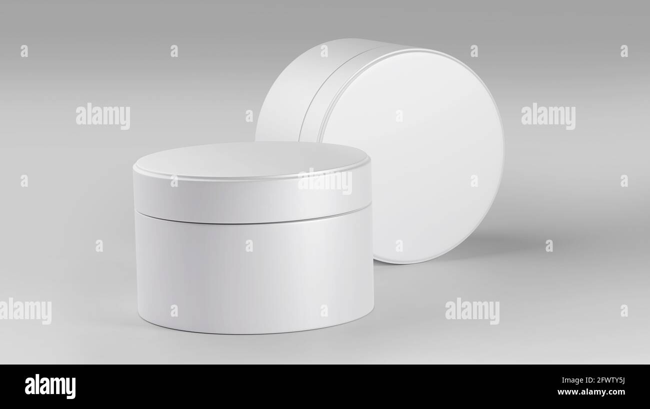 White Plastic Cosmetic Jar Mockup, Blank beauty make-up Container 3D ...