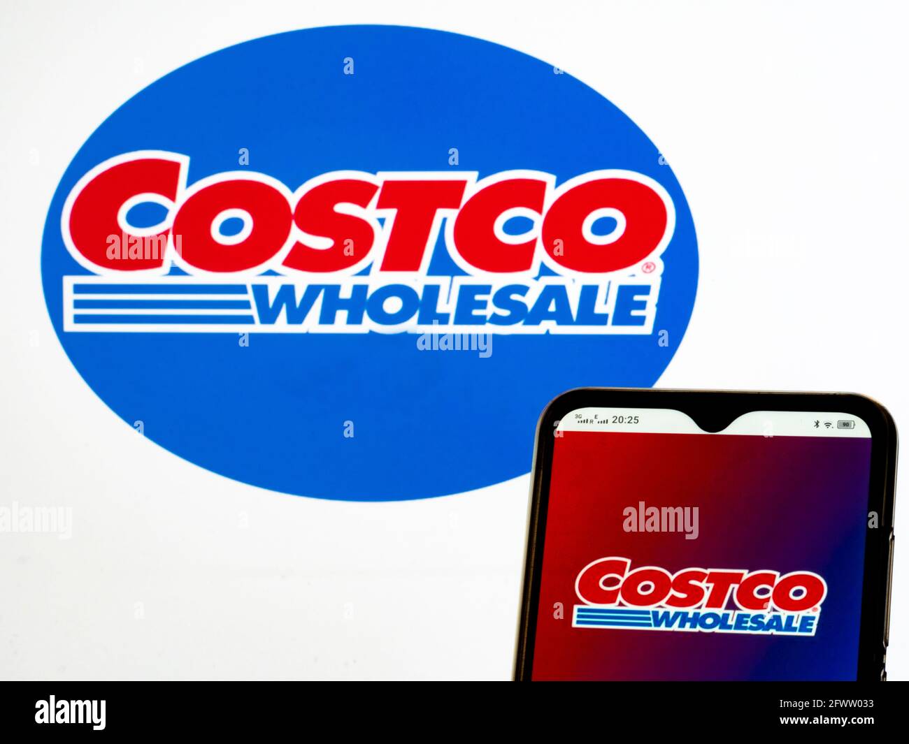 In this photo illustration Costco Wholesale Corporation logo seen ...