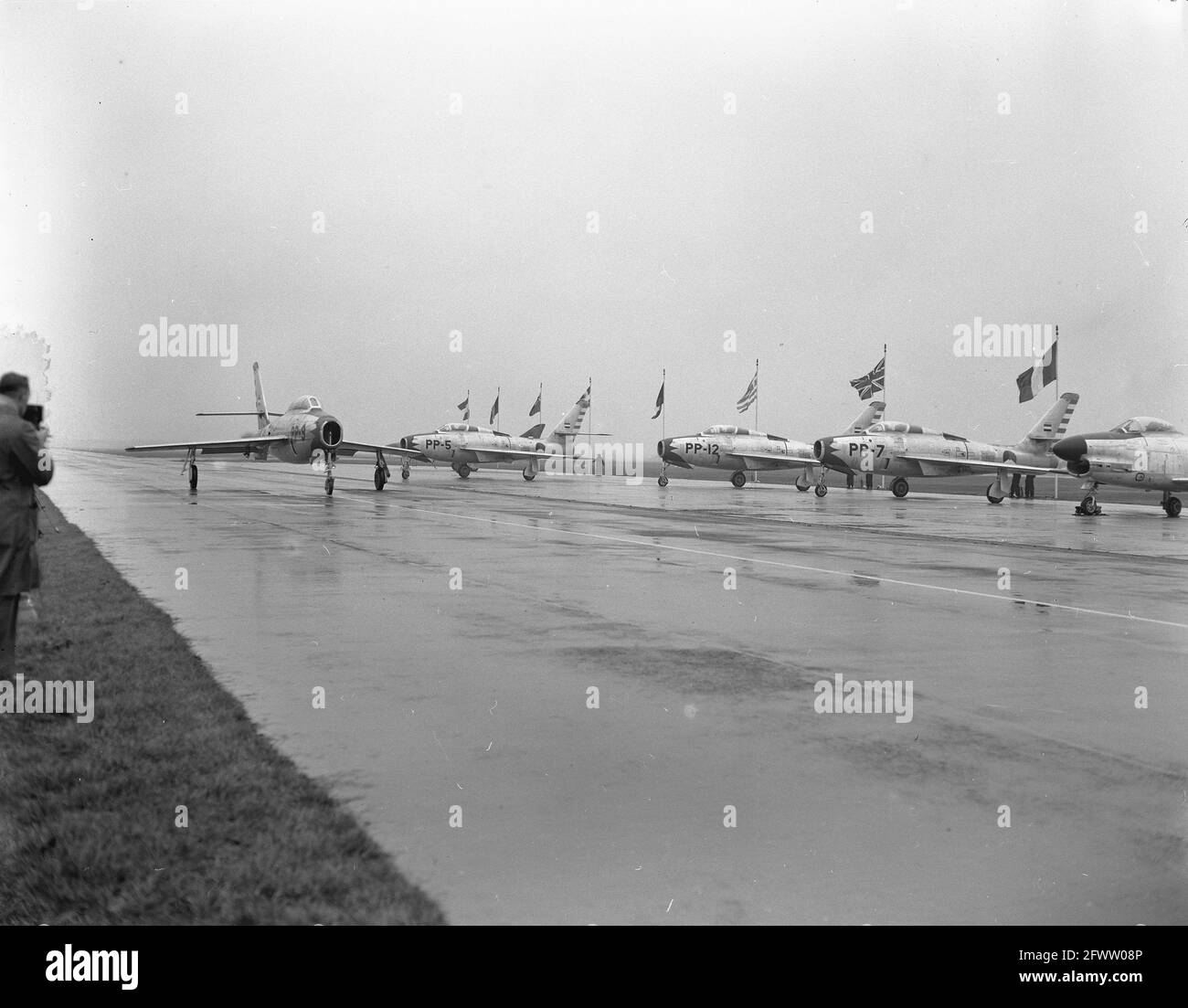 Volkel air base four thunderstreaks fighter bombers hi-res stock ...