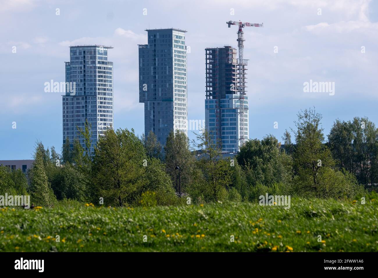 Helsinki / Finland - MAY 22, 2021: Three highrise buildings standing ...