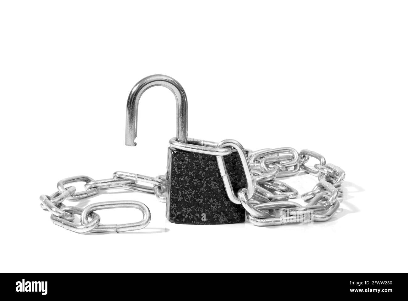 unlocked padlock with chain isolated on white background Stock Photo ...