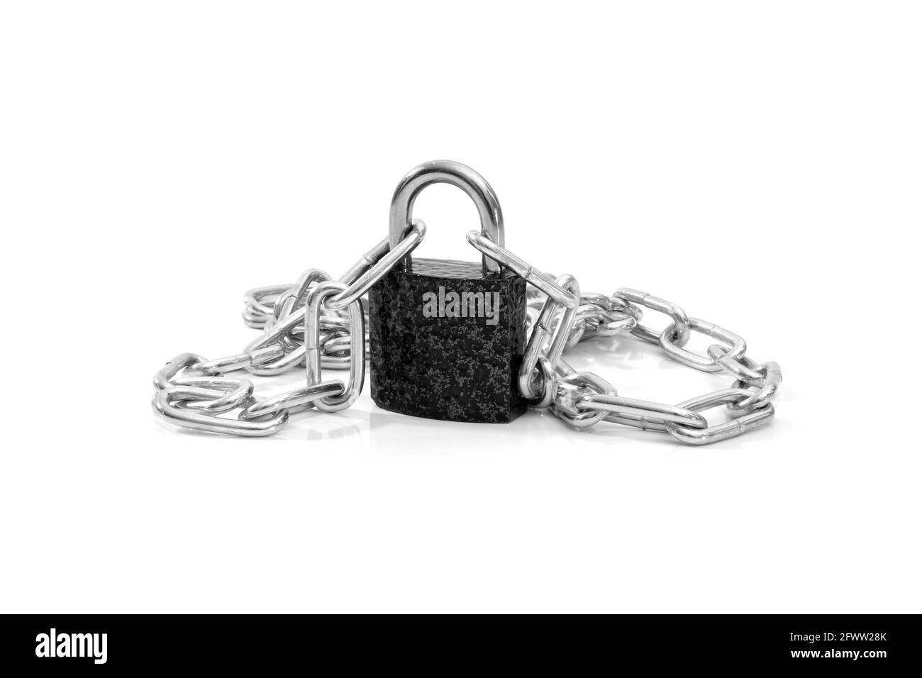 locked padlock and chain isolated on white background Stock Photo - Alamy