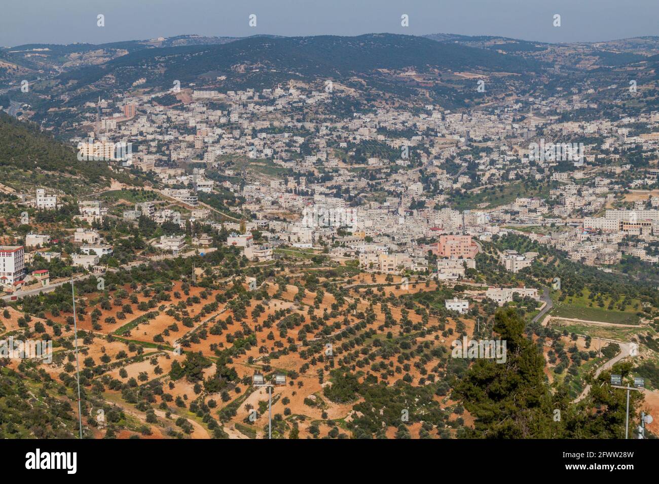 Aerial view of Ajloun town, Jordan Stock Photo - Alamy