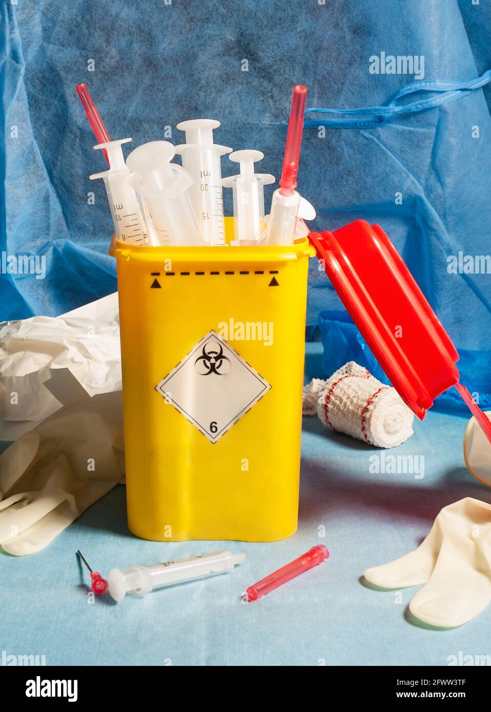 Still life of sanitary material.frontal view of a sanitary still life ...