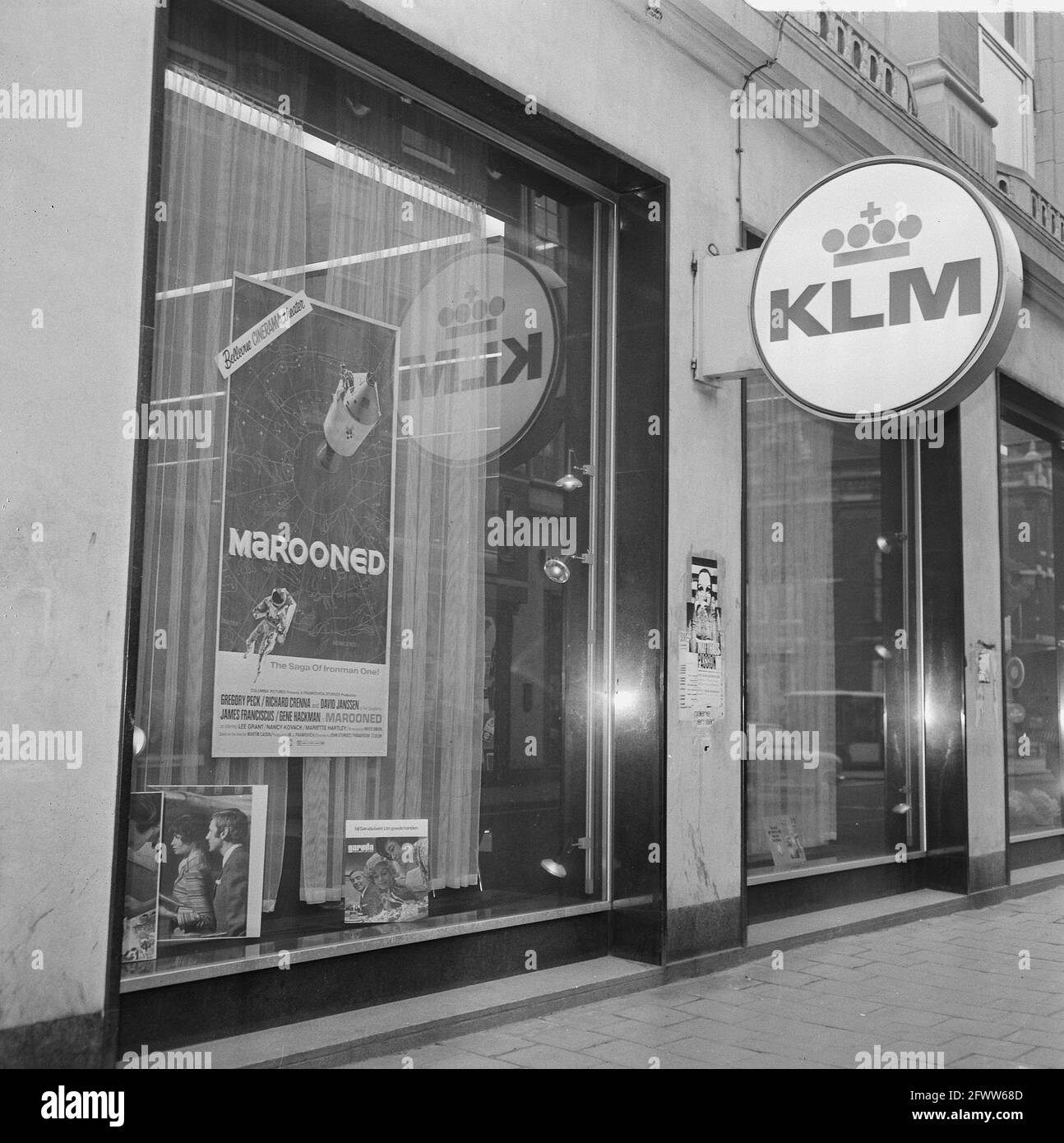 Commissioned by Columbia Film . KLM window with poster of film Marooned ...