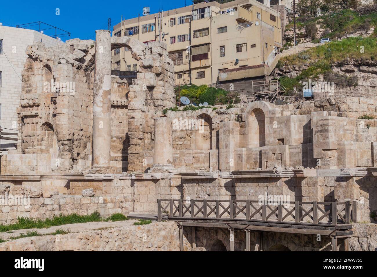 Ruins of Nymphaeum, Roman public fountain in Amman, Jordan Stock Photo ...