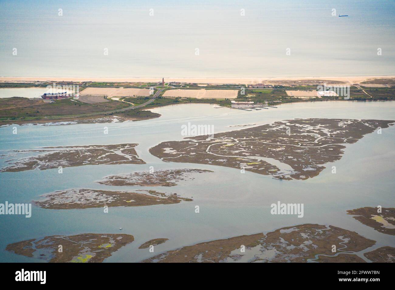Aerial view over Nassau County on Long Island New York with historic ...