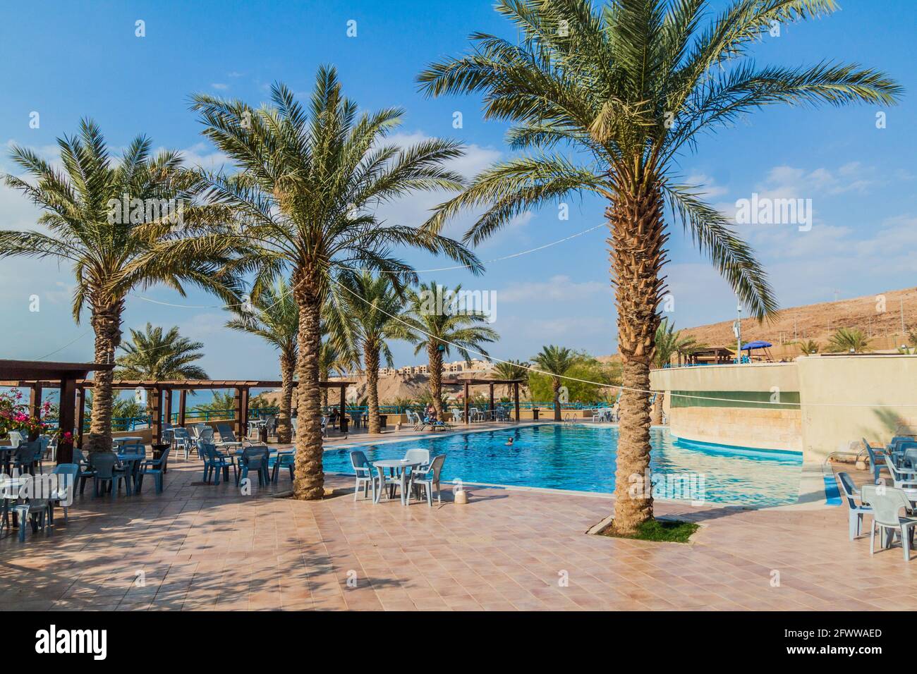 AMMAN BEACH, JORDAN - MARCH 21, 2017: Swimming pool at the Amman Beach ...