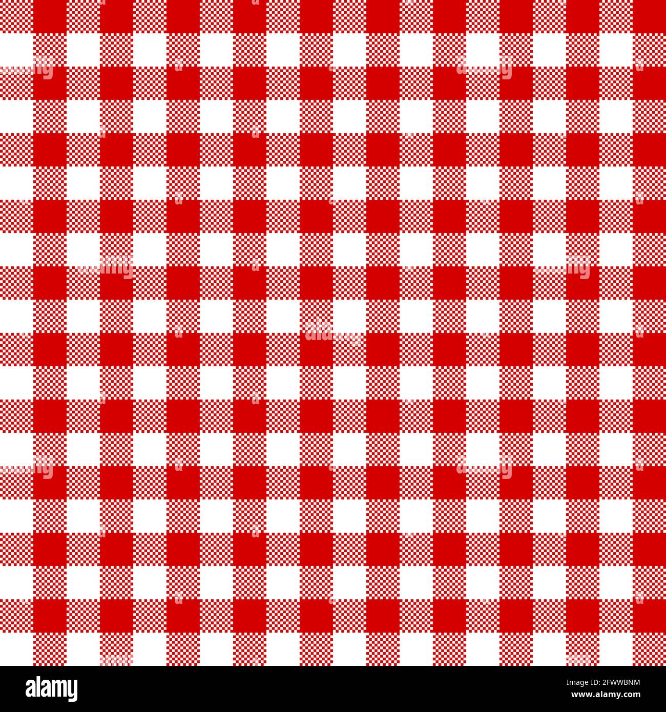 Red and white checkered seamless pattern. Traditional gingham texture ...