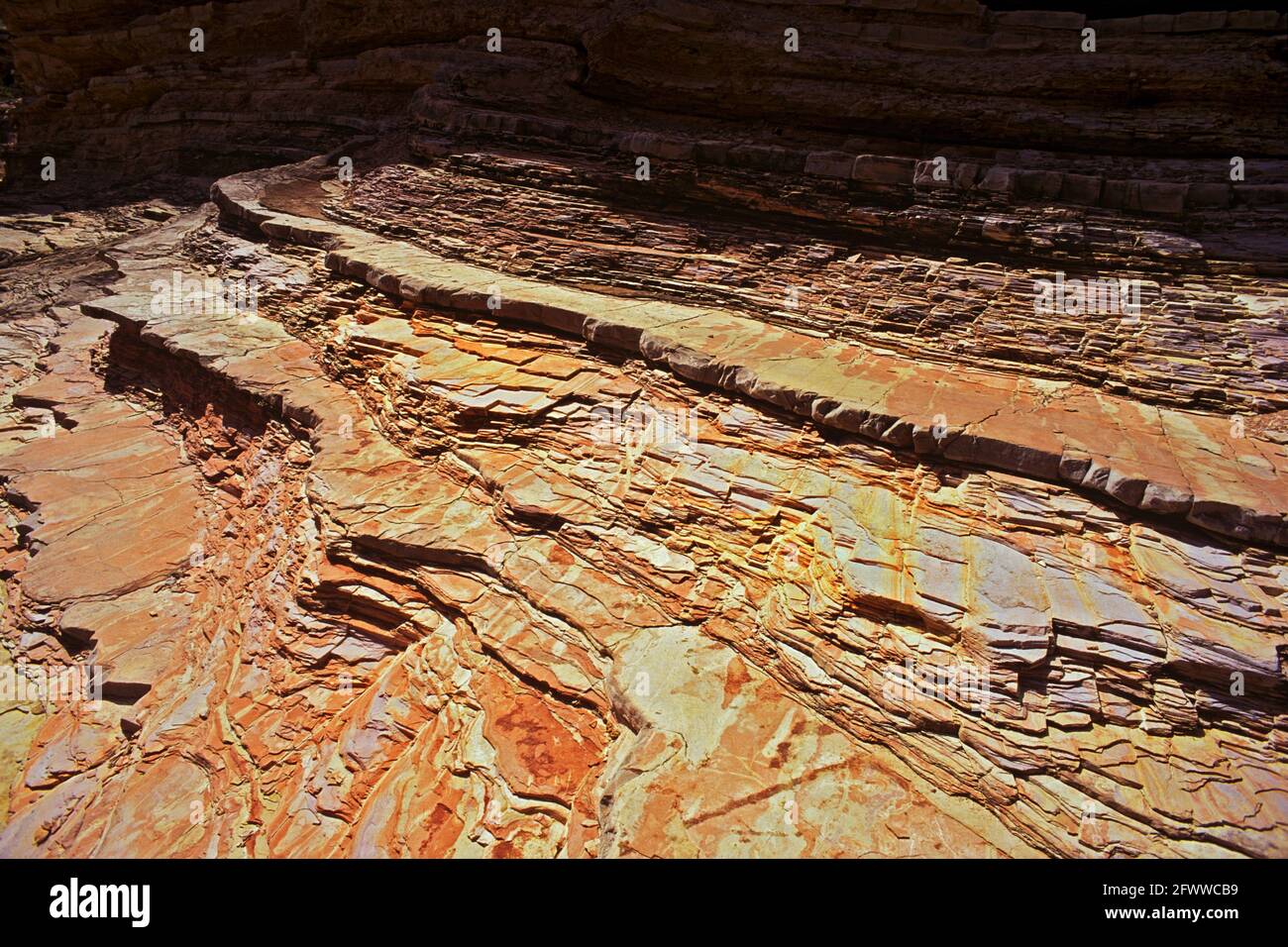 Orange and lavender shale; in Ernst Tinajas; Big Bend National Park ...