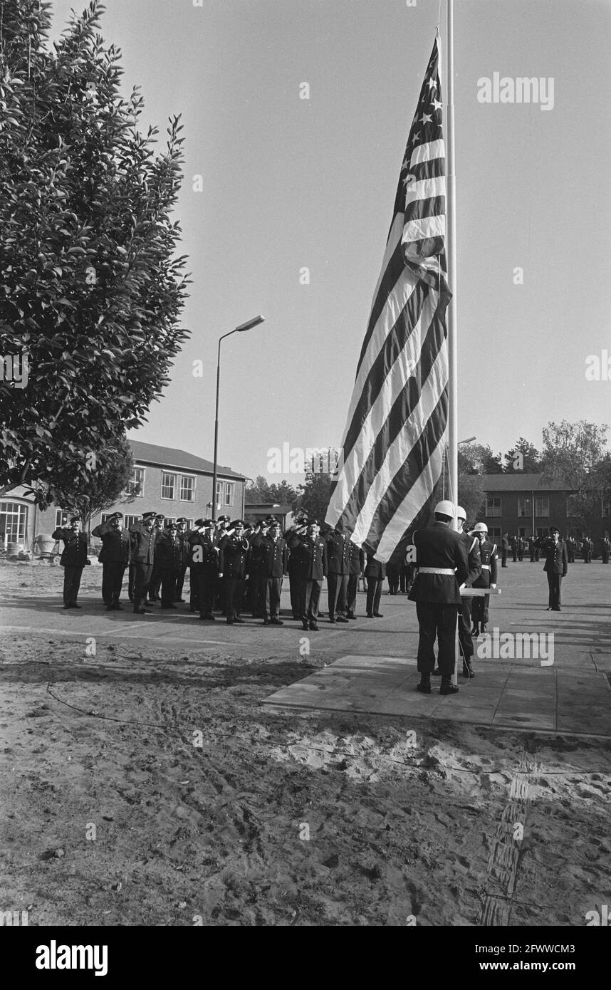 American flag installation Black and White Stock Photos & Images - Alamy