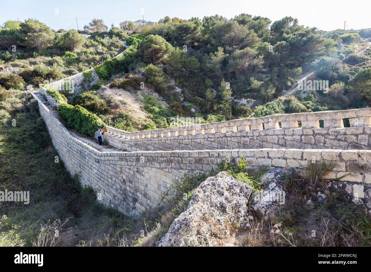 Victoria Lines defensive wall, Malta Stock Photo - Alamy
