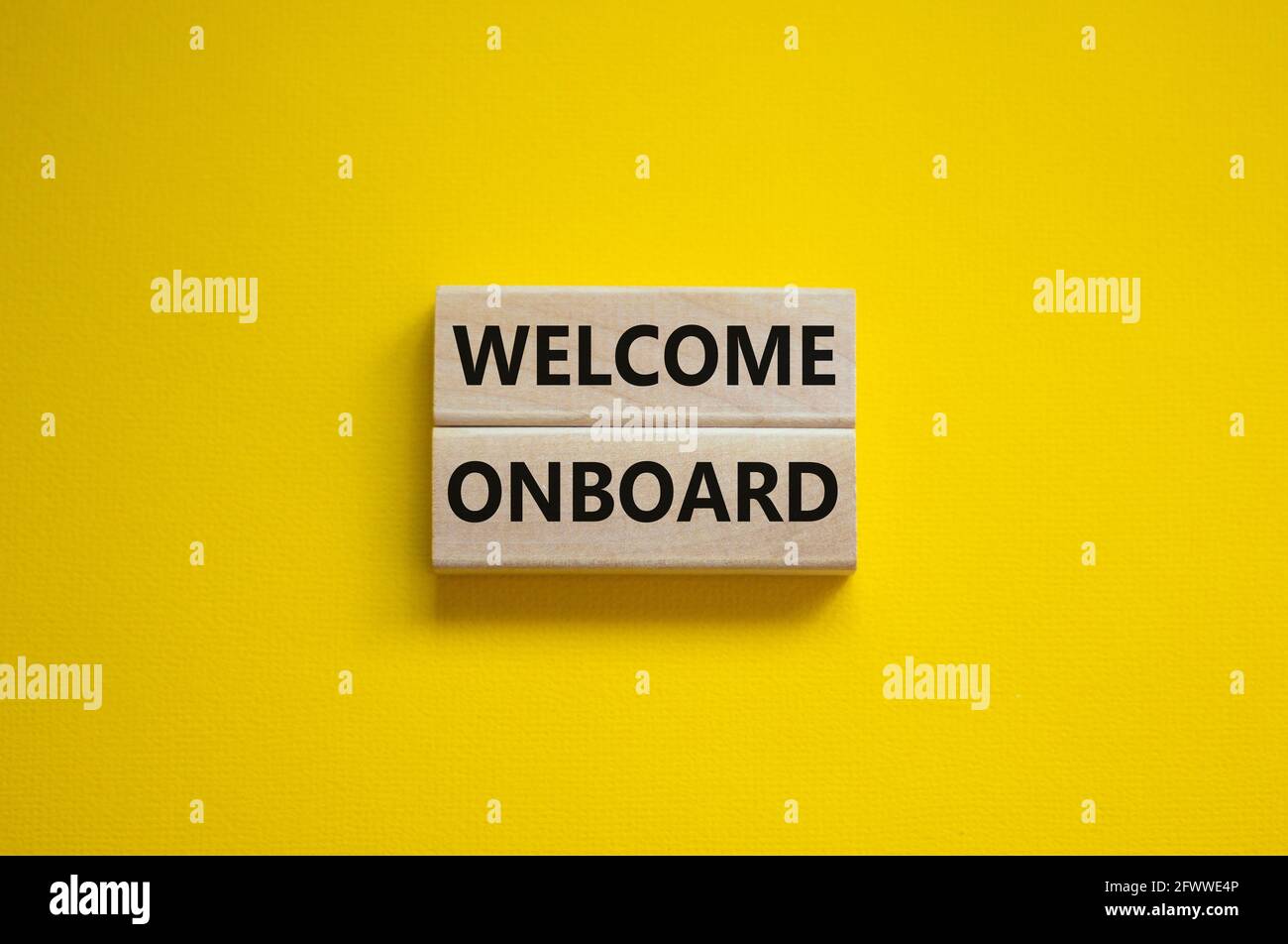 Welcome onboard symbol. Wooden blocks with words 'Welcome onboard' on ...