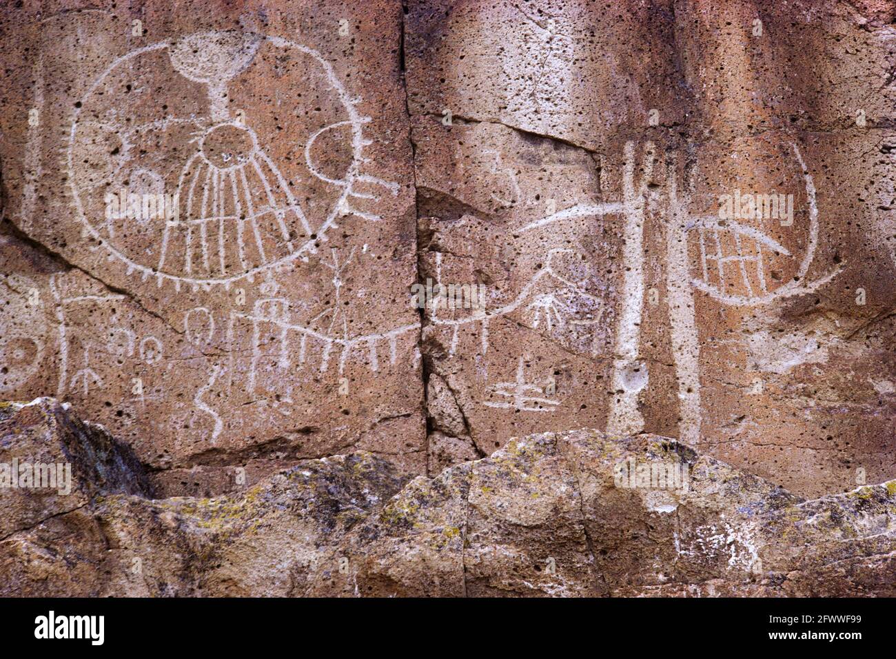 Petroglyphs; Chalfant Valley; in Mono County; California. A small ...