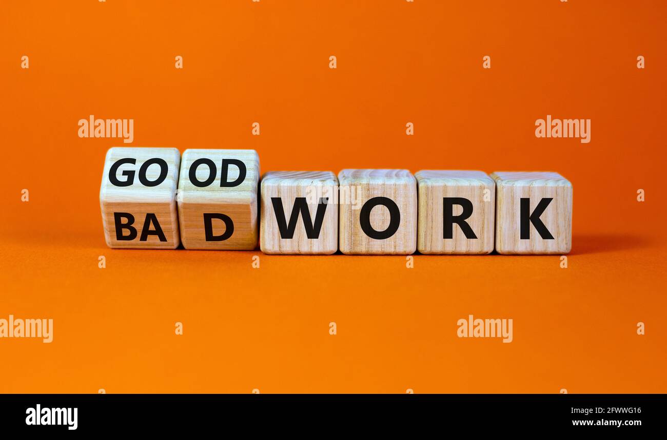 Good or bad work symbol. Turned wooden cubes and changed words 'bad ...