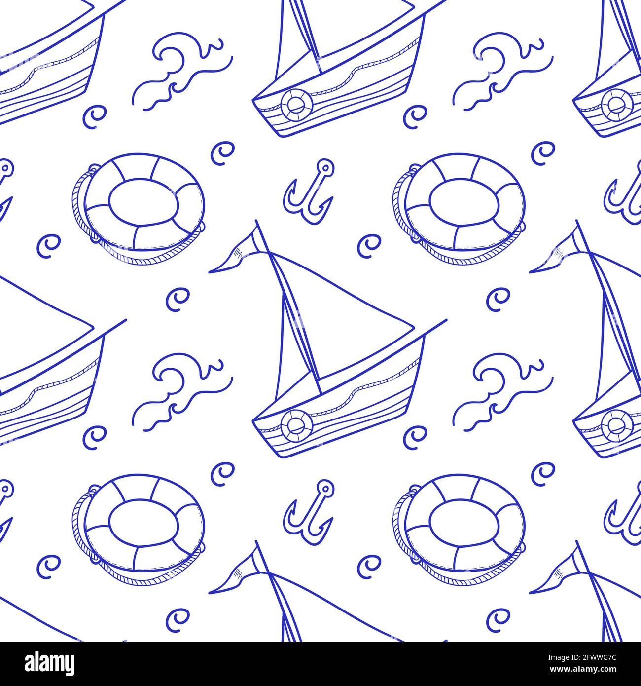 Seamless sea pattern. Cute blue nautical pattern Stock Vector Image & Art - Alamy
