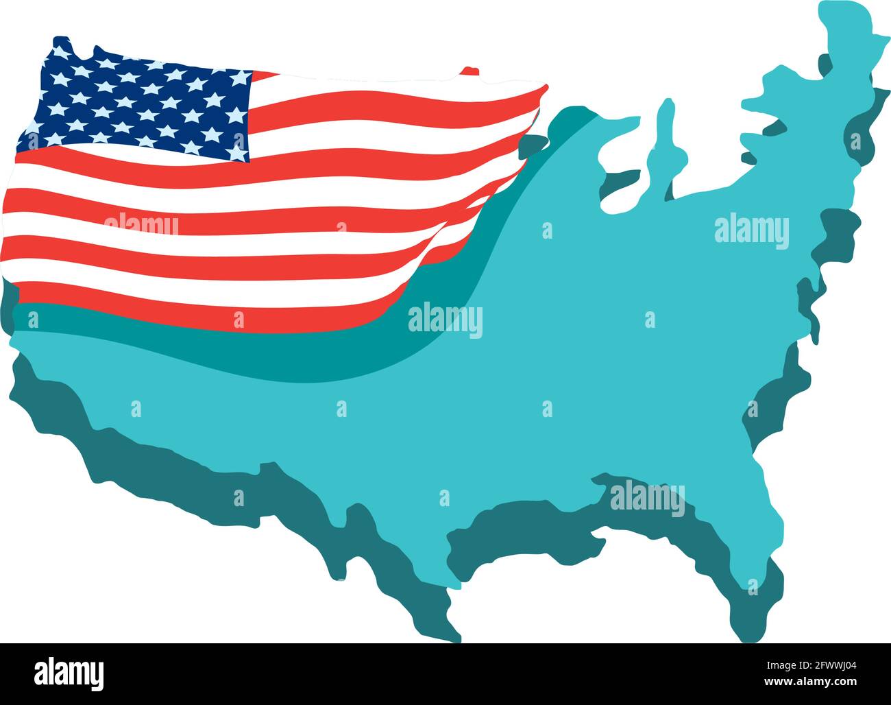 american flag on map Stock Vector Image & Art - Alamy