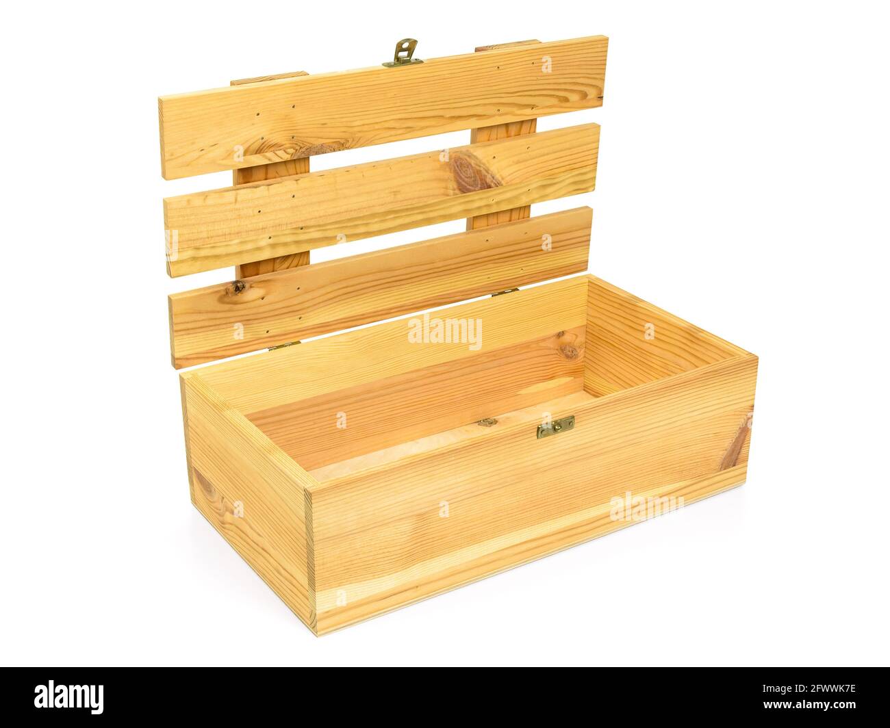 Open wooden crate isolated on white background with clipping path Stock ...