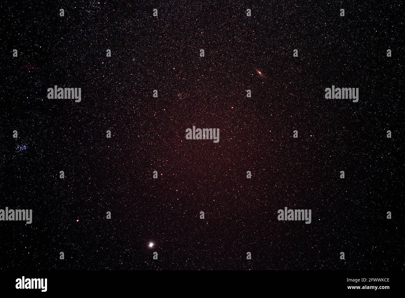 Pleiades and Andromeda Galaxy in Wide Angle Starfield Stock Photo - Alamy