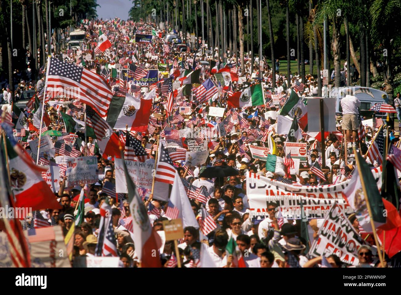 Immigration March in San Diego; April 9; 2007 Stock Photo - Alamy