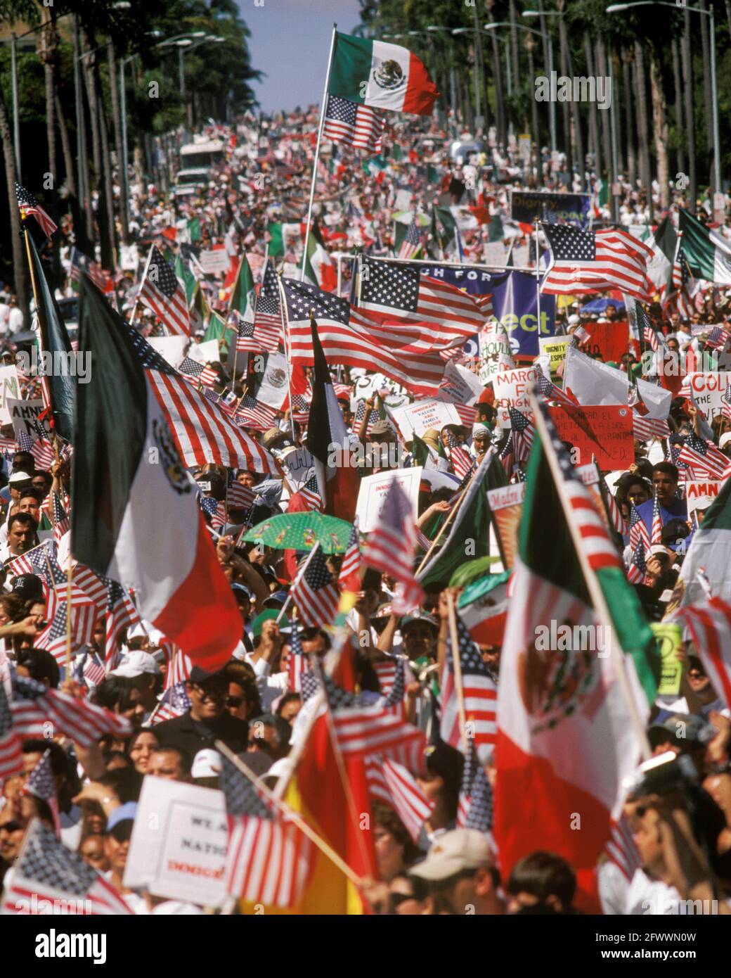 Immigration March in San Diego; April 9; 2006 Stock Photo - Alamy