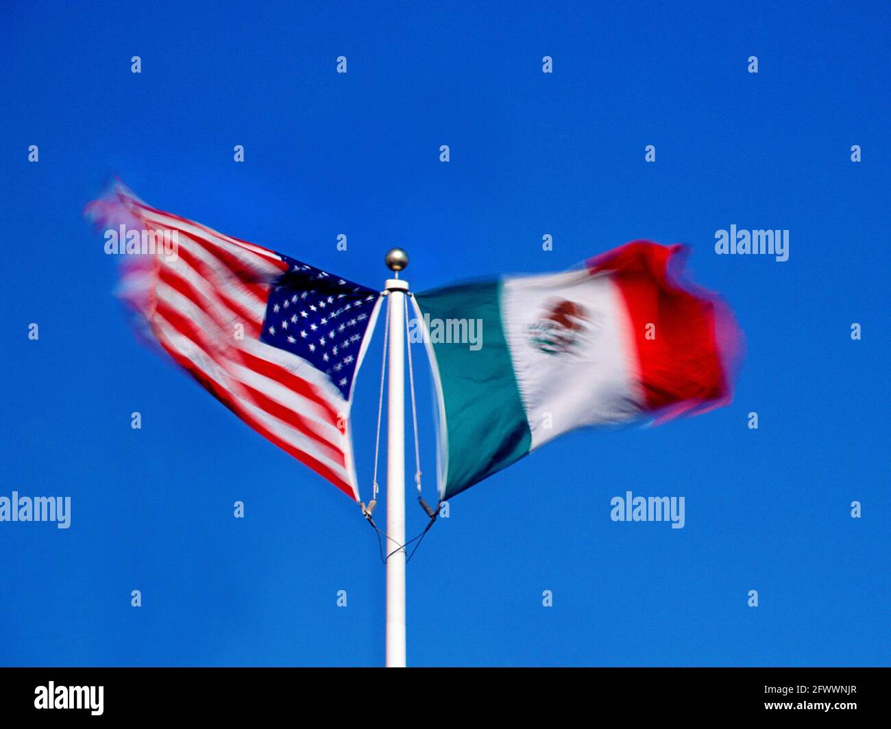 USA and Mexico Flags Stock Photo - Alamy