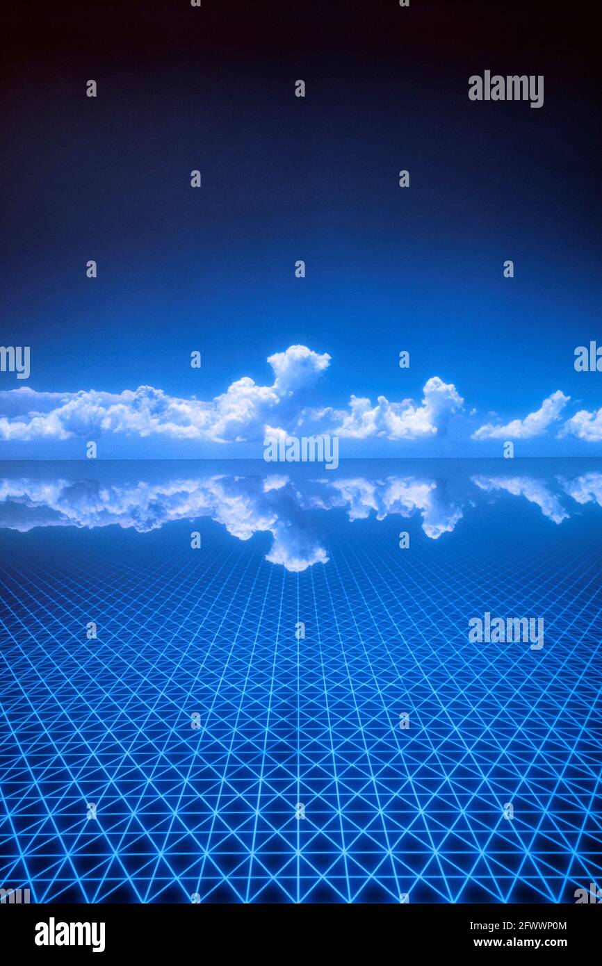 Isometric Grid Plain and Reflected Sky Stock Photo - Alamy