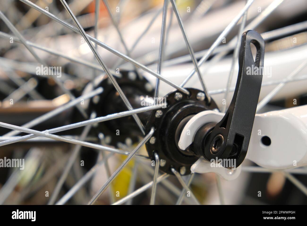 Bicycle spokes close-up. Close up of an Bicycle Wheel Stock Photo - Alamy