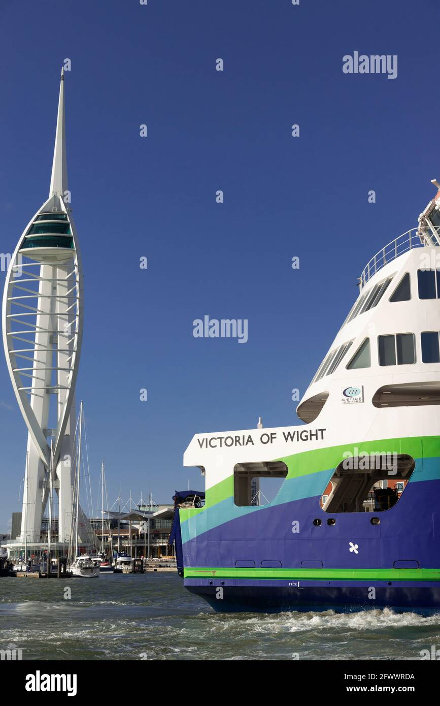 The hybrid energy Wightlink ferry 'Victoria of Wight' in Portsmouth ...