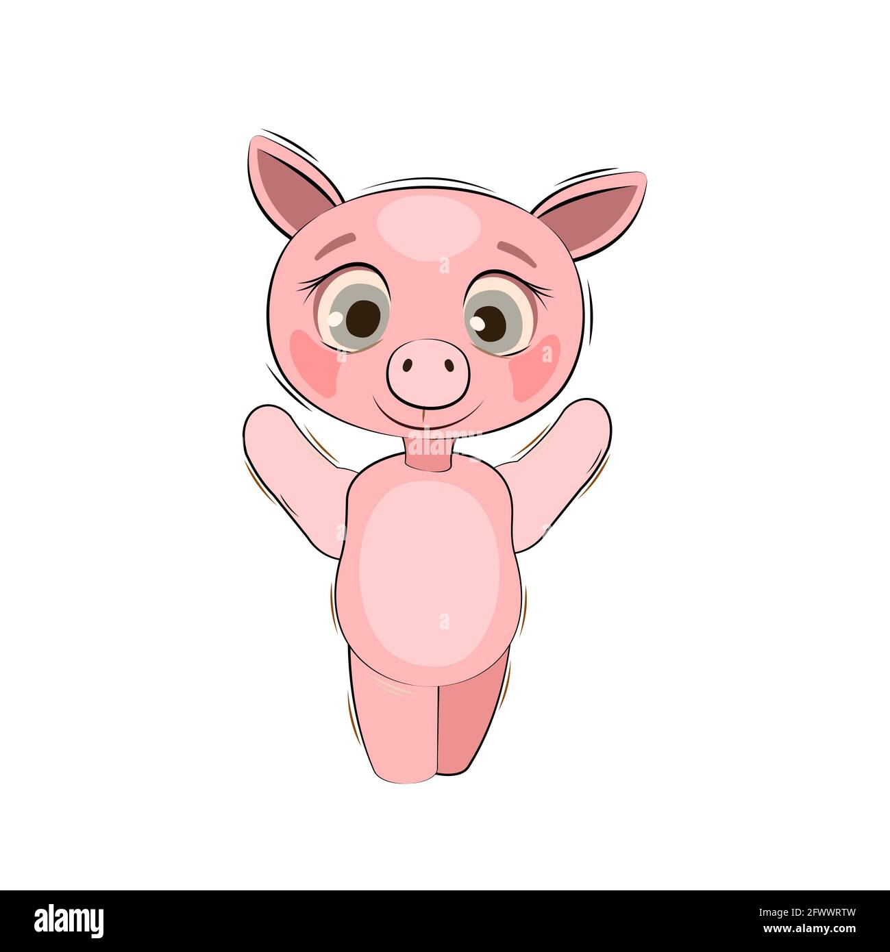 Little piglet cub. Pig Isolated object on white background. Cheerful ...