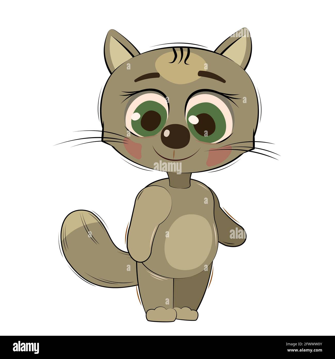 Little cub kitten. Cat. Isolated object on a white background. Cheerful ...