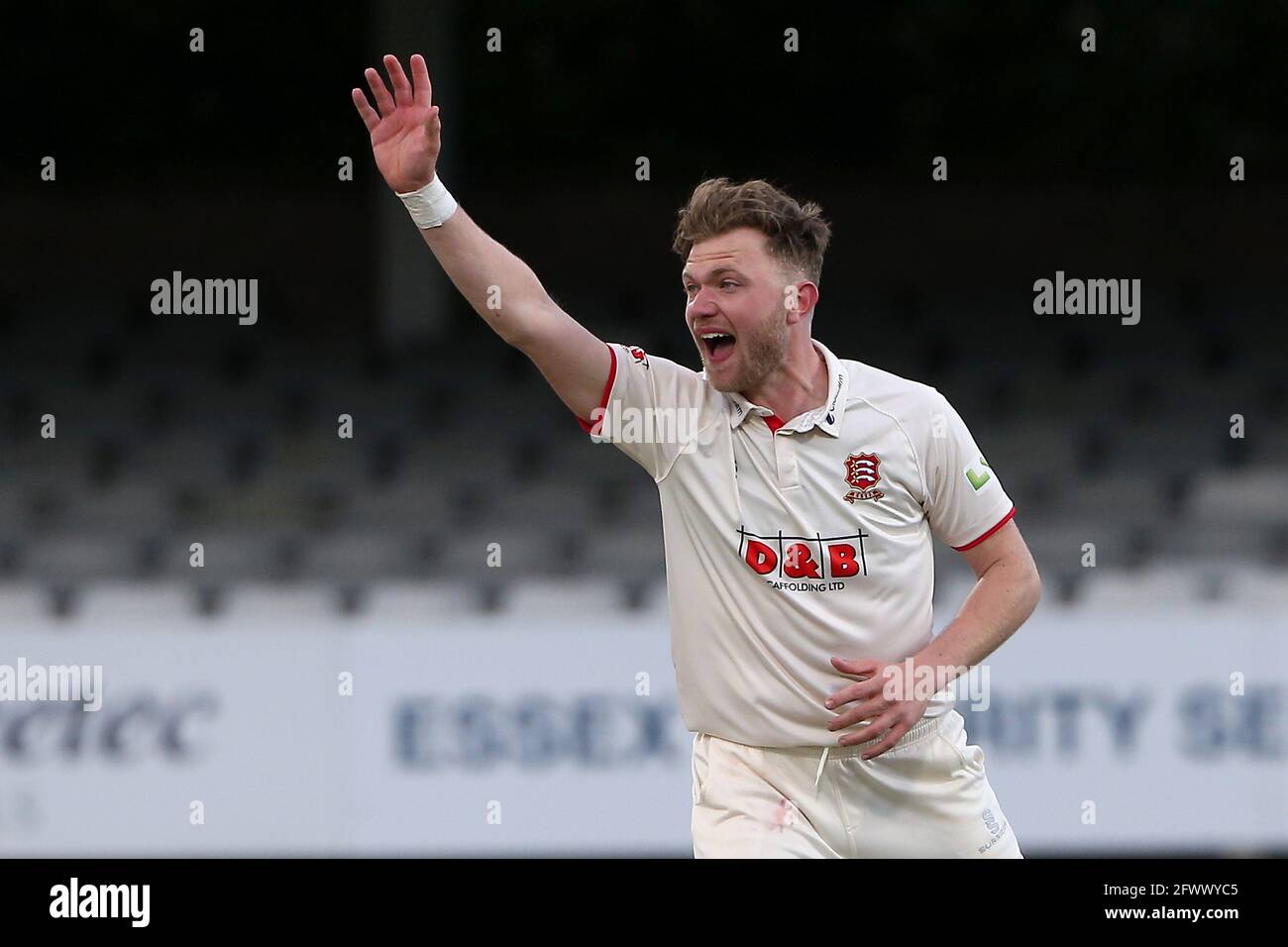 Sam Cook of Essex appeals for a wicket during Essex CCC vs Durham CCC ...