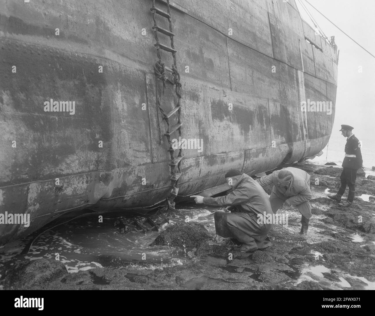 English ship Spanker stranded at Hook of Holland, August 8, 1954 ...