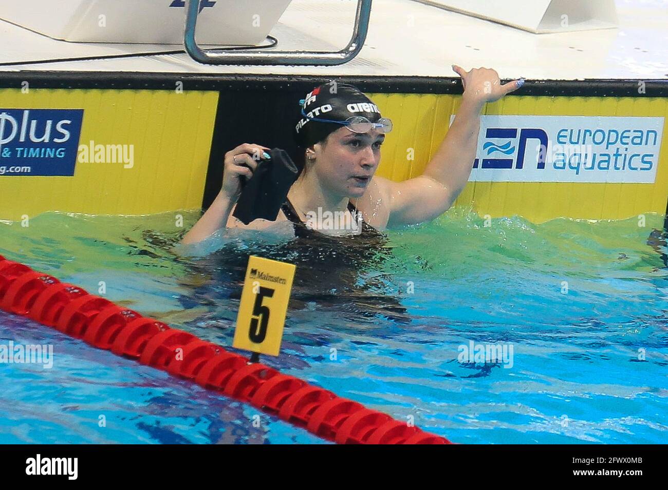 Benedetta Pilato of Italie Final 50 m Breaststroke during the 2021 LEN ...