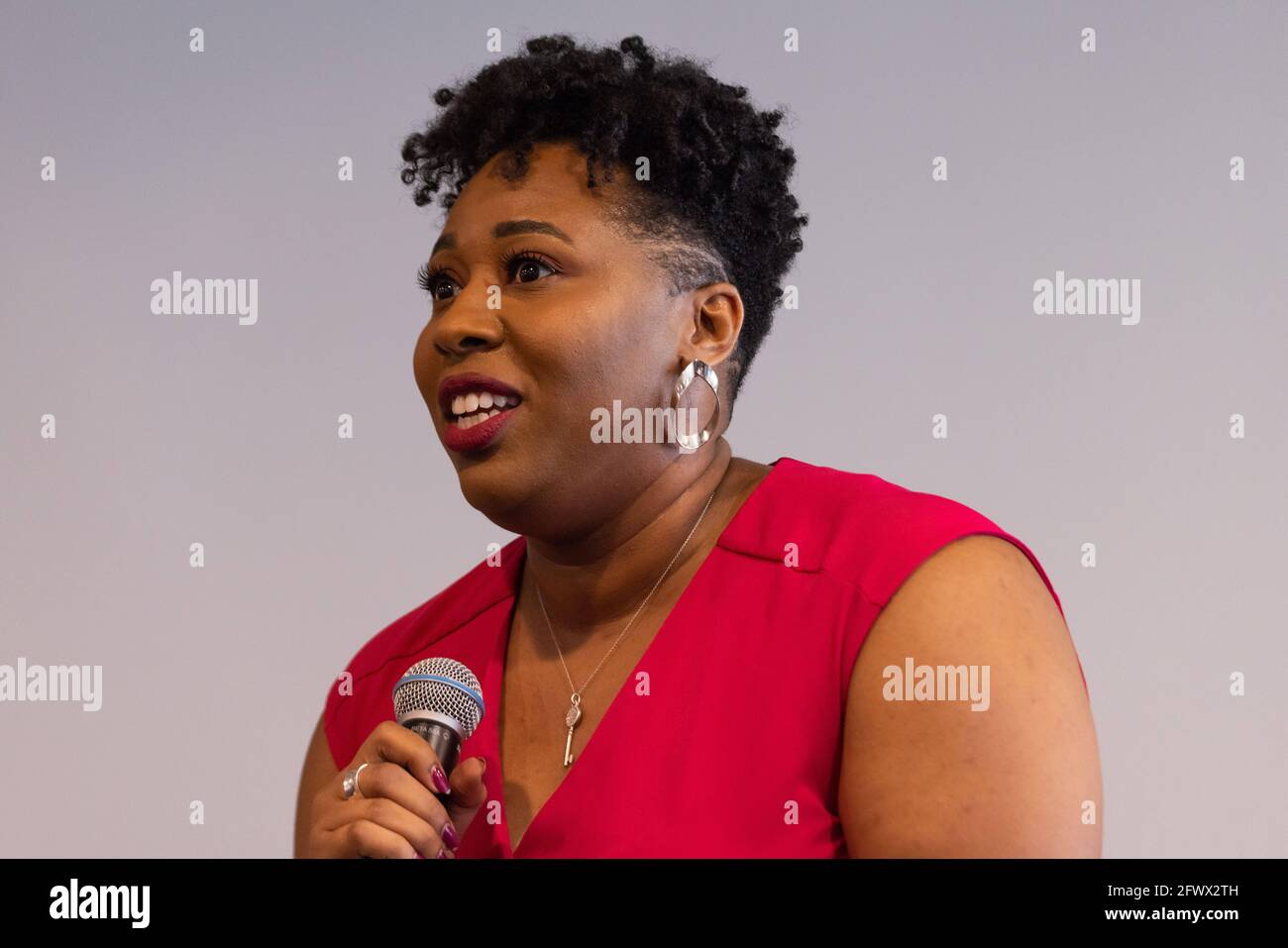 Minneapolis, USA. 24th May, 2021. Moderator Adriannette Williams, board ...