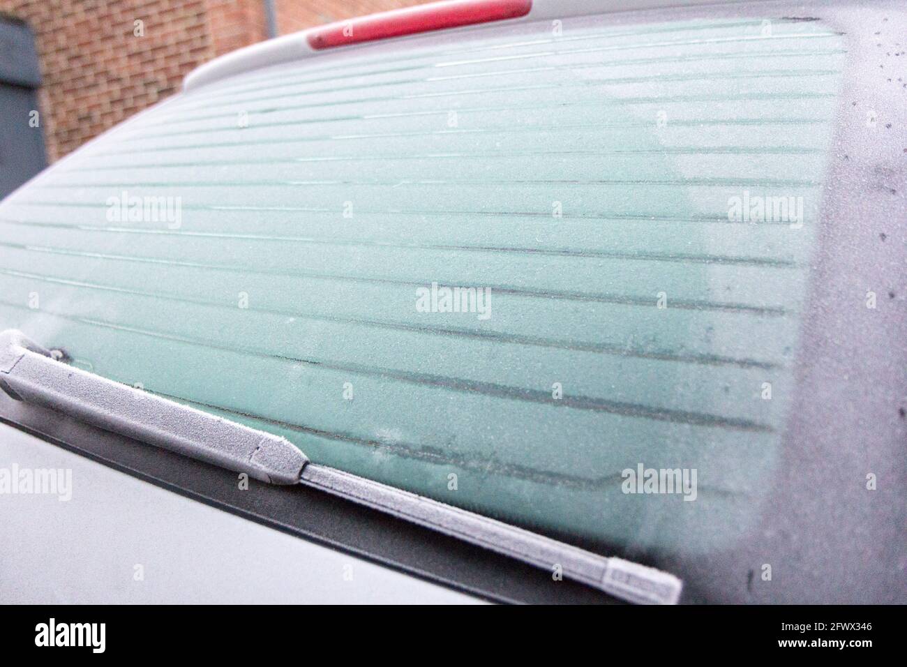 frosty rear window of a car Stock Photo - Alamy