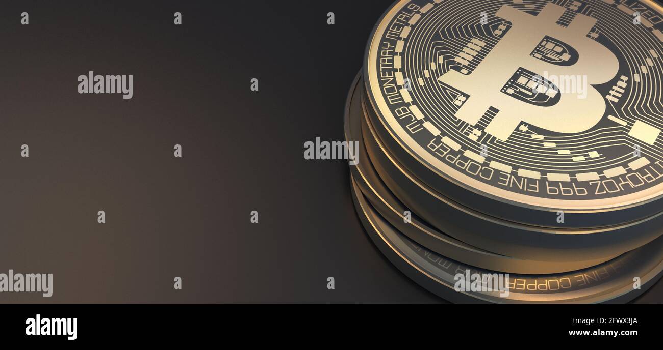 cryptocurrency with dark background. crypto coin stacked in 3d ...